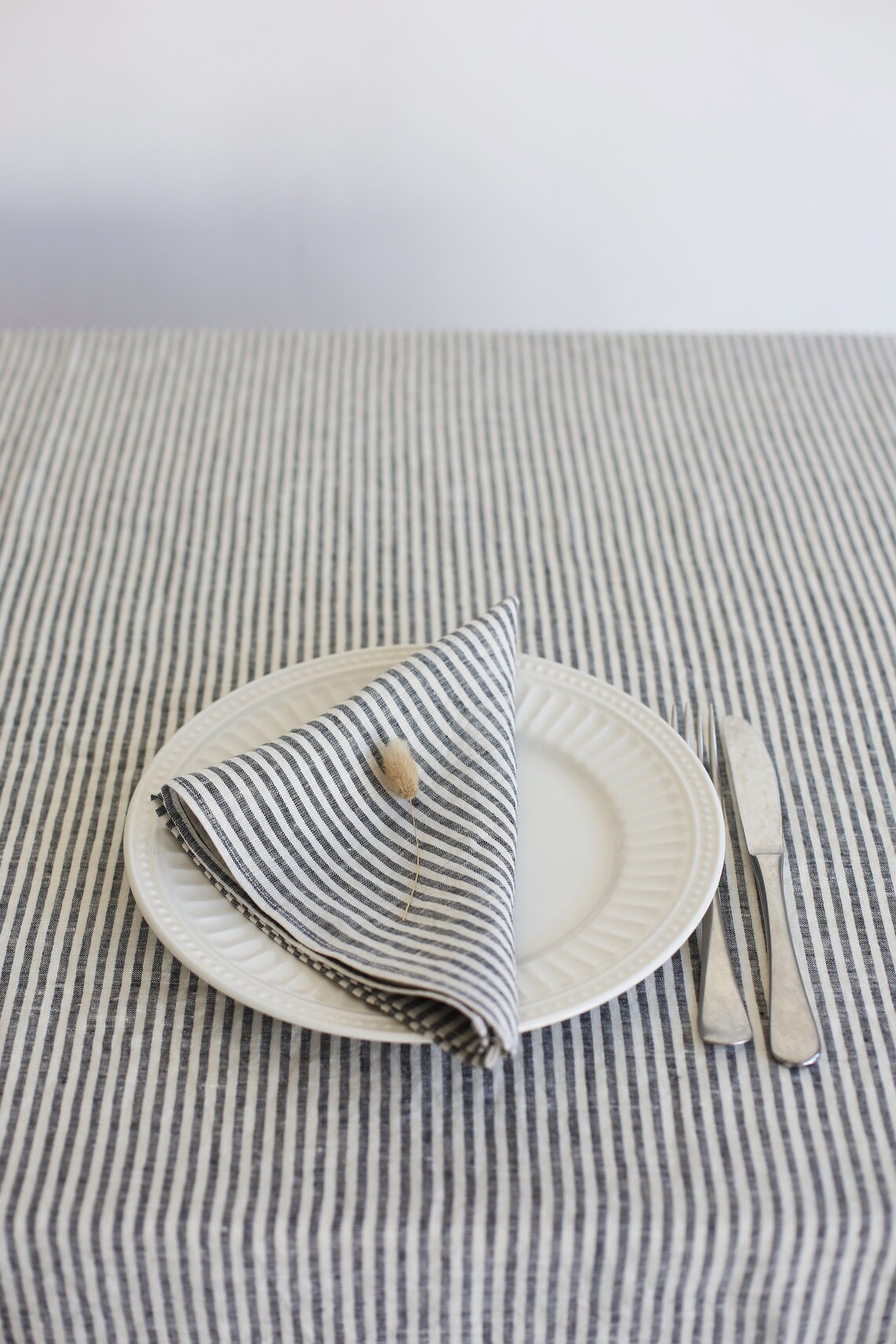 Black Striped Linen Tablecloth Handmade From Stonewashed Linen - Etsy