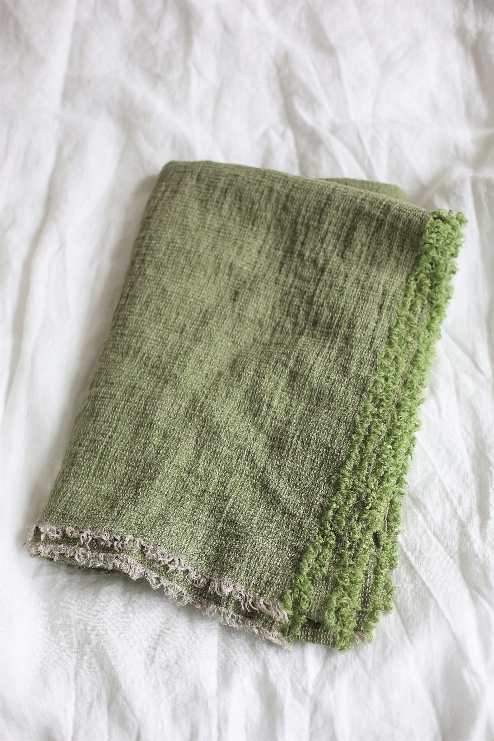 Linen Blanket. Waffle Linen Throw. Linen Bedding in Green. - Etsy