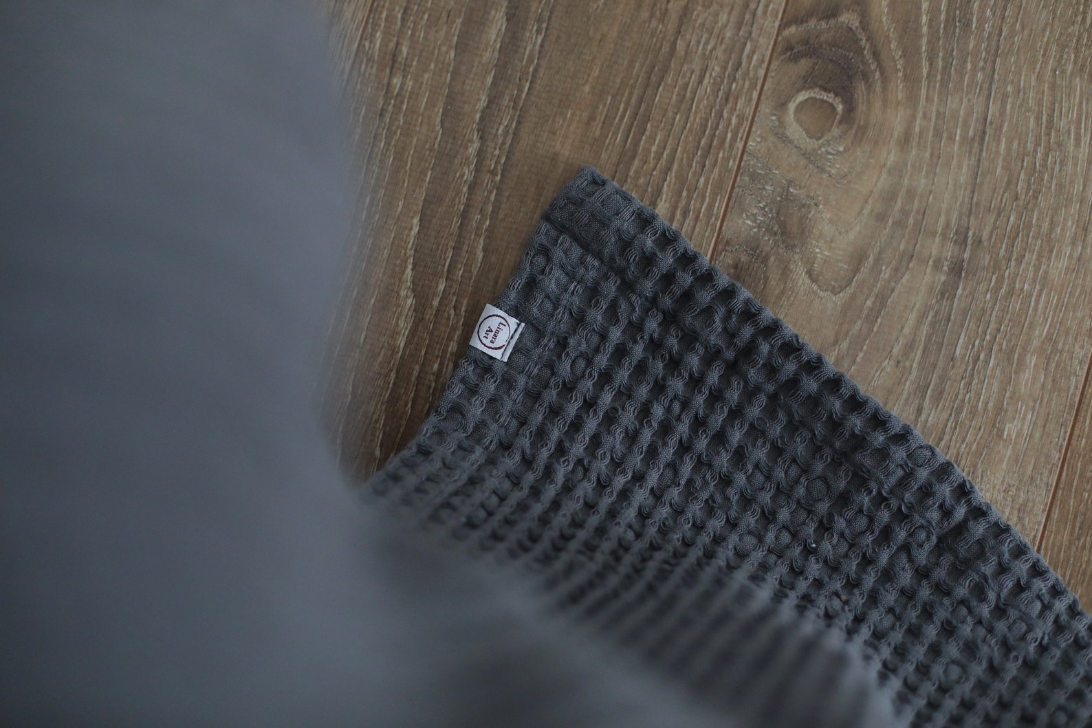 Linen Bed Cover in Dark Grey Waffle Texture Linen Throw - Etsy