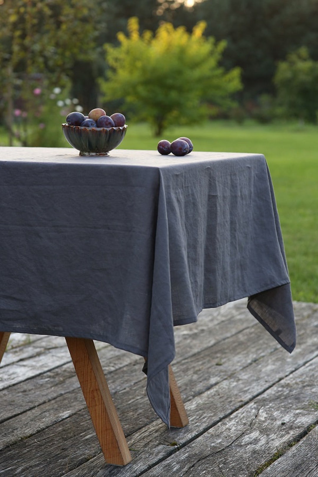 Linen Tablecloth in Grey Color , Square Round Rectangle Linen Table ...