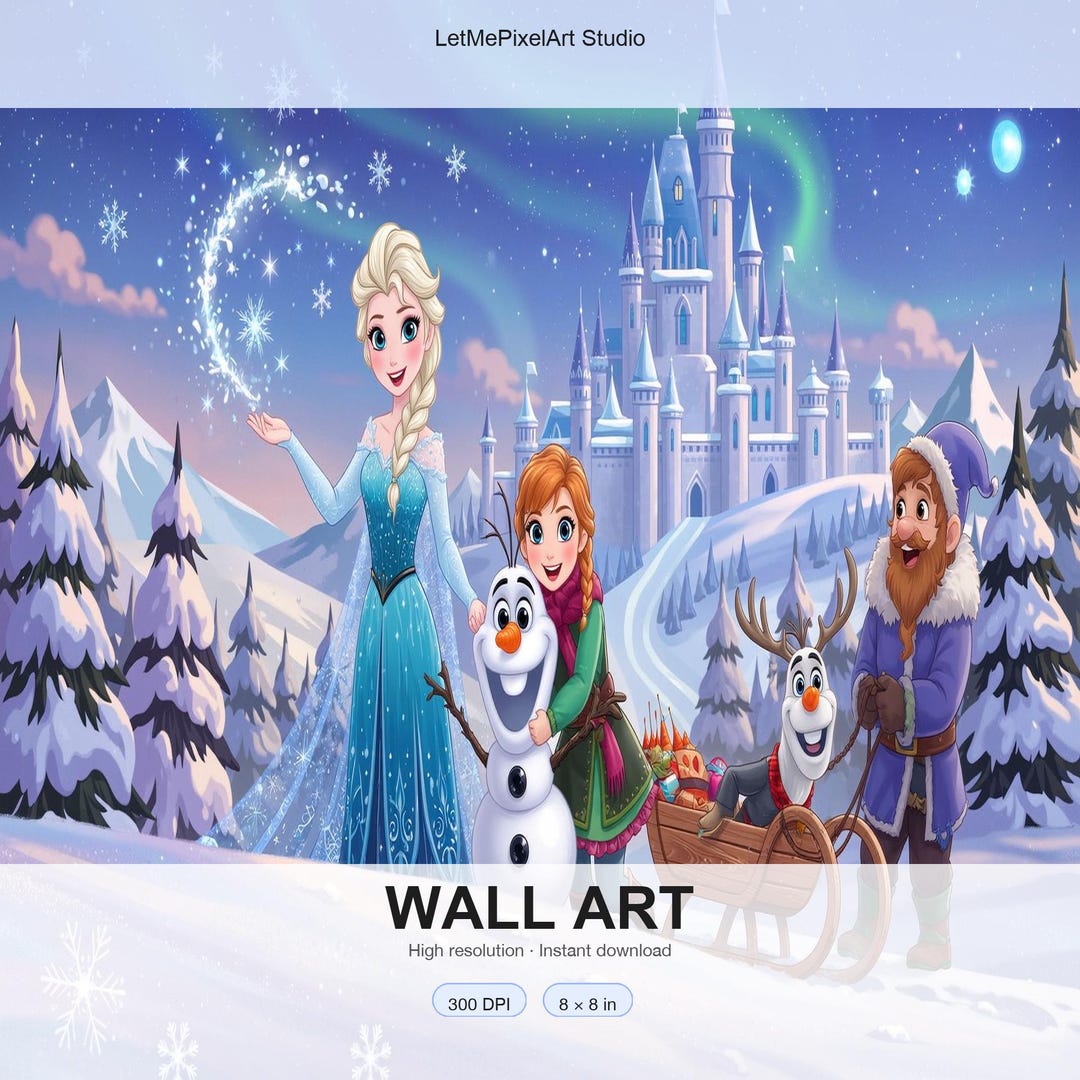 Elsa Anna Frozen Winter Wonderland Printable Wall Art 8x8 High ...