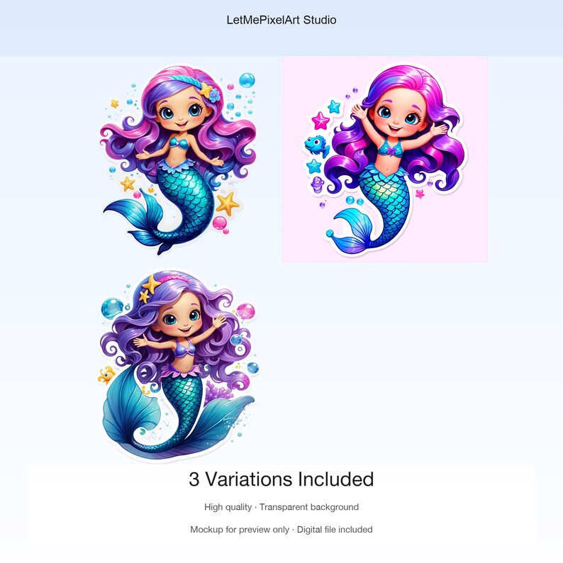 Purple Mermaid PNG Design Transparent High Resolution 300 DPI Digital ...