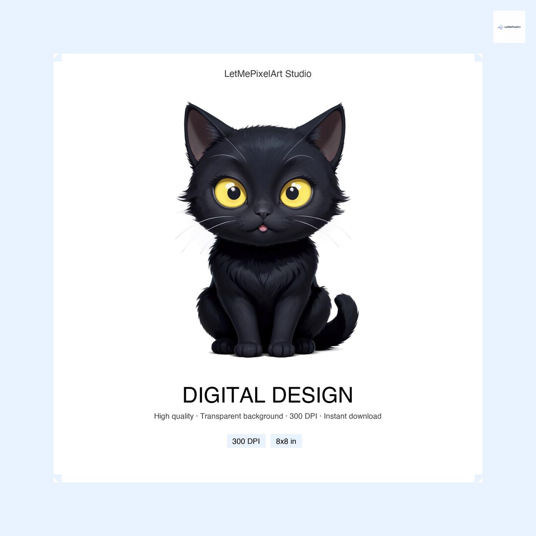 Black Cat PNG Design - High Resolution 300 DPI - Digital Design for ...