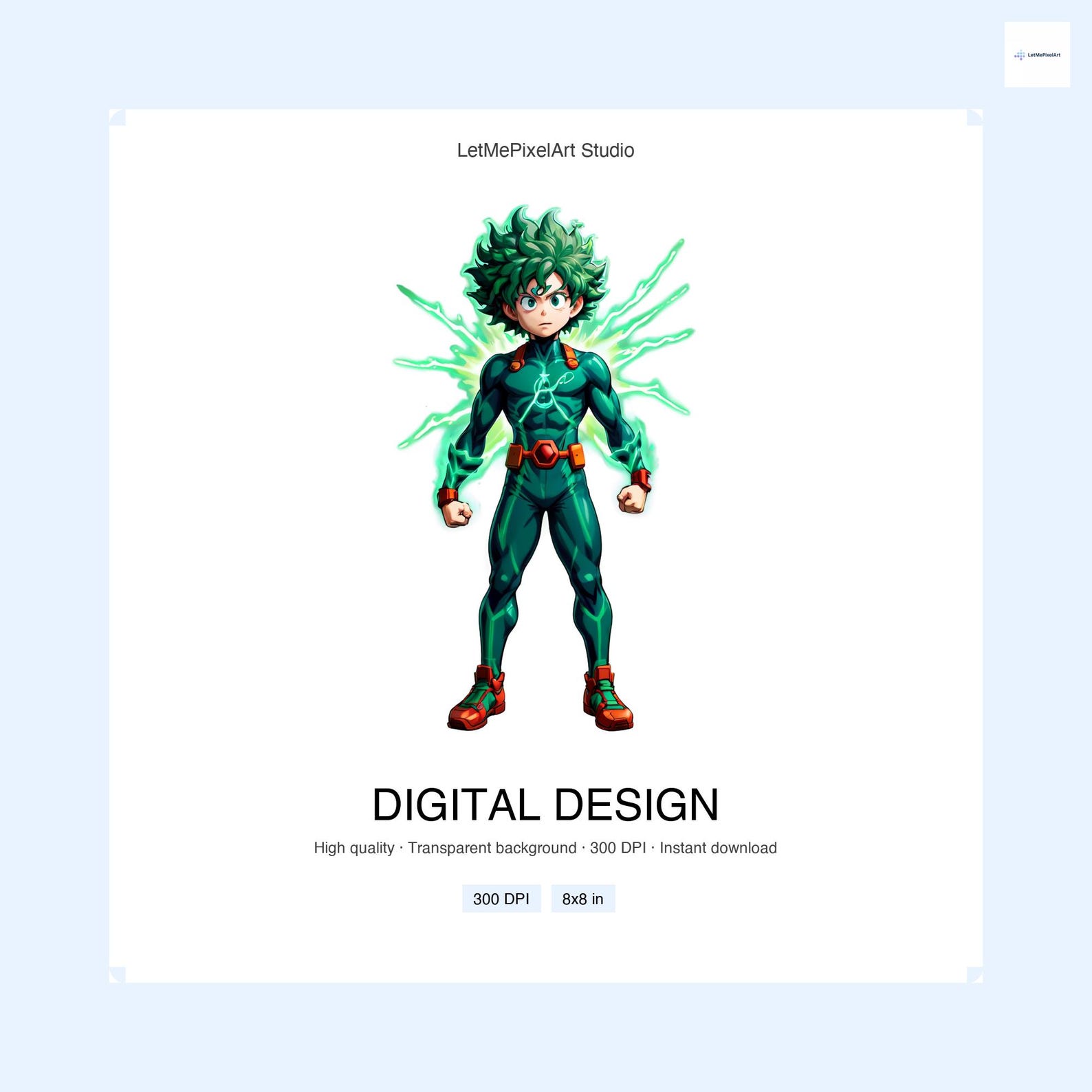 Deku My Hero Academia PNG Design | Anime Flat Art (digital Download) - Etsy