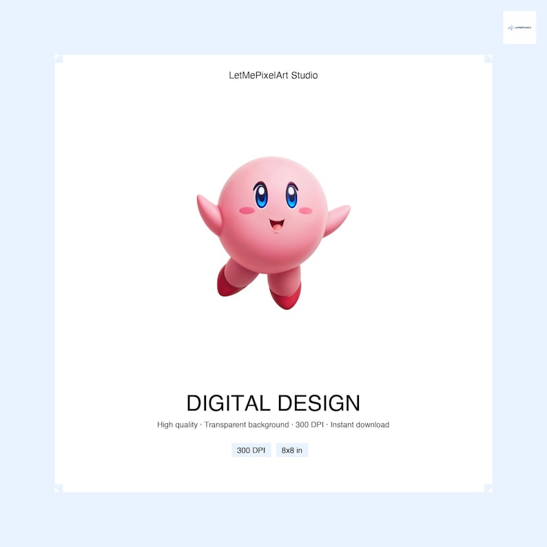 Kirby Cartoon PNG Design – Vibrant Gaming Art (digital Download) - Etsy