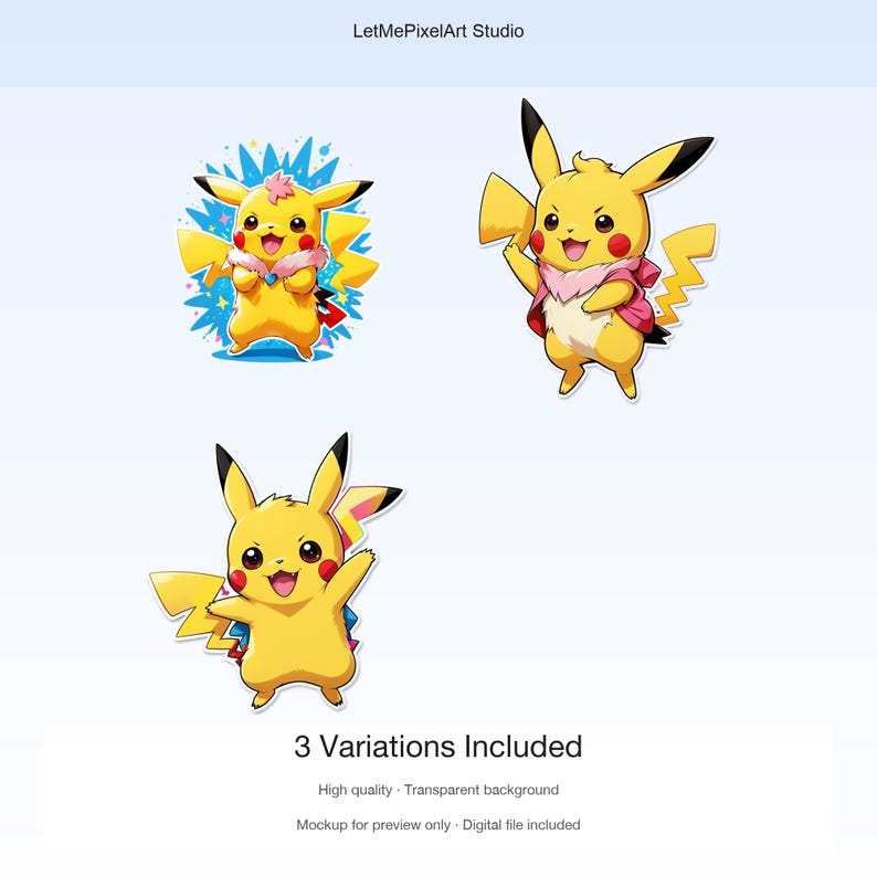 Pikachu PNG Clipart: Cartoon Pokemon, Transparent, 3 Designs (digital ...