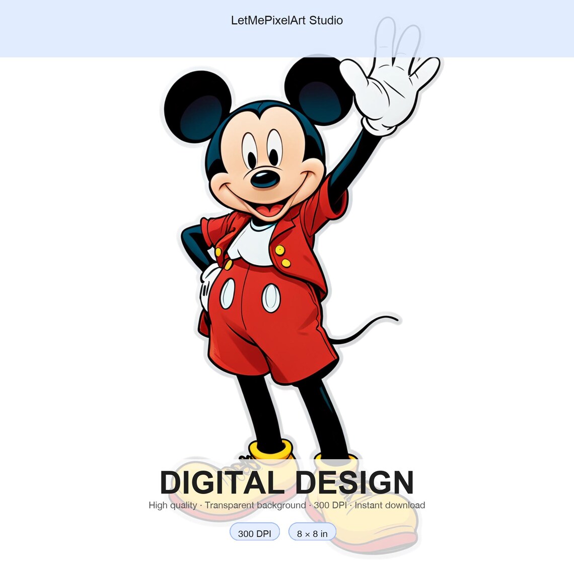 Mickey Mouse Digital PNG Design Transparent Background High Resolution ...