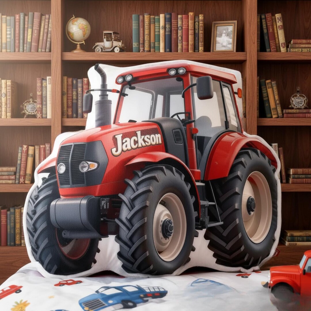 Personalized Red Tractors With Name Pillowcase, Birthday Gift for Kids ...