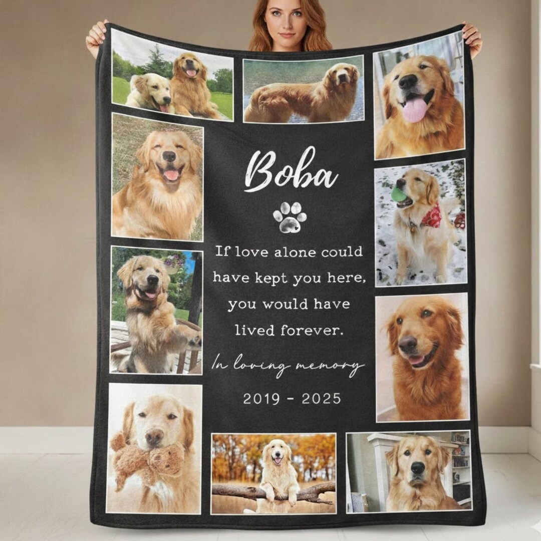 Custom Pet Blanket Using Pet Photo + Name, Custom Dog Portrait Blanket ...