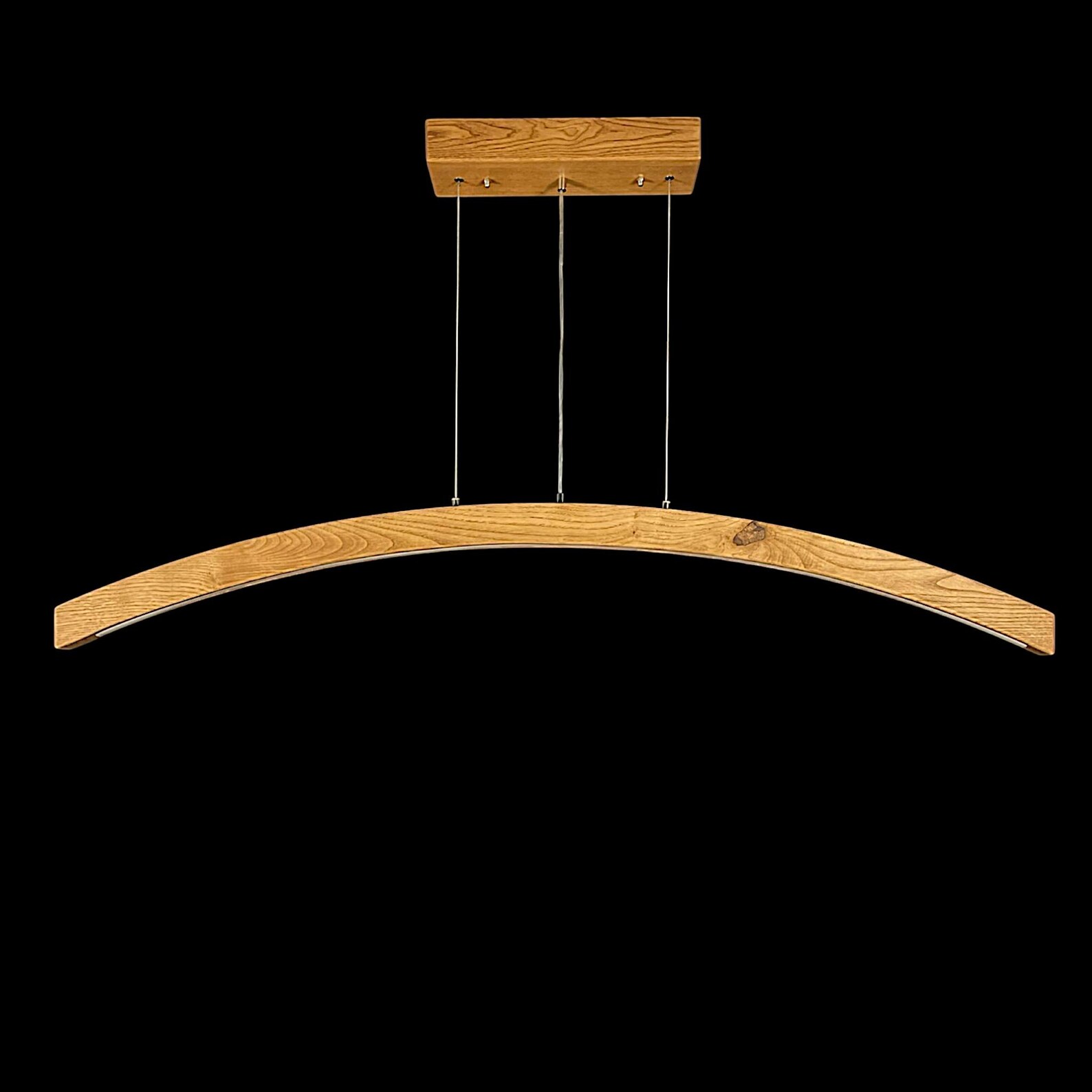 Curved Wood Led Ceiling Lamp - Handmade Wooden Pendant Light - Hanging ...