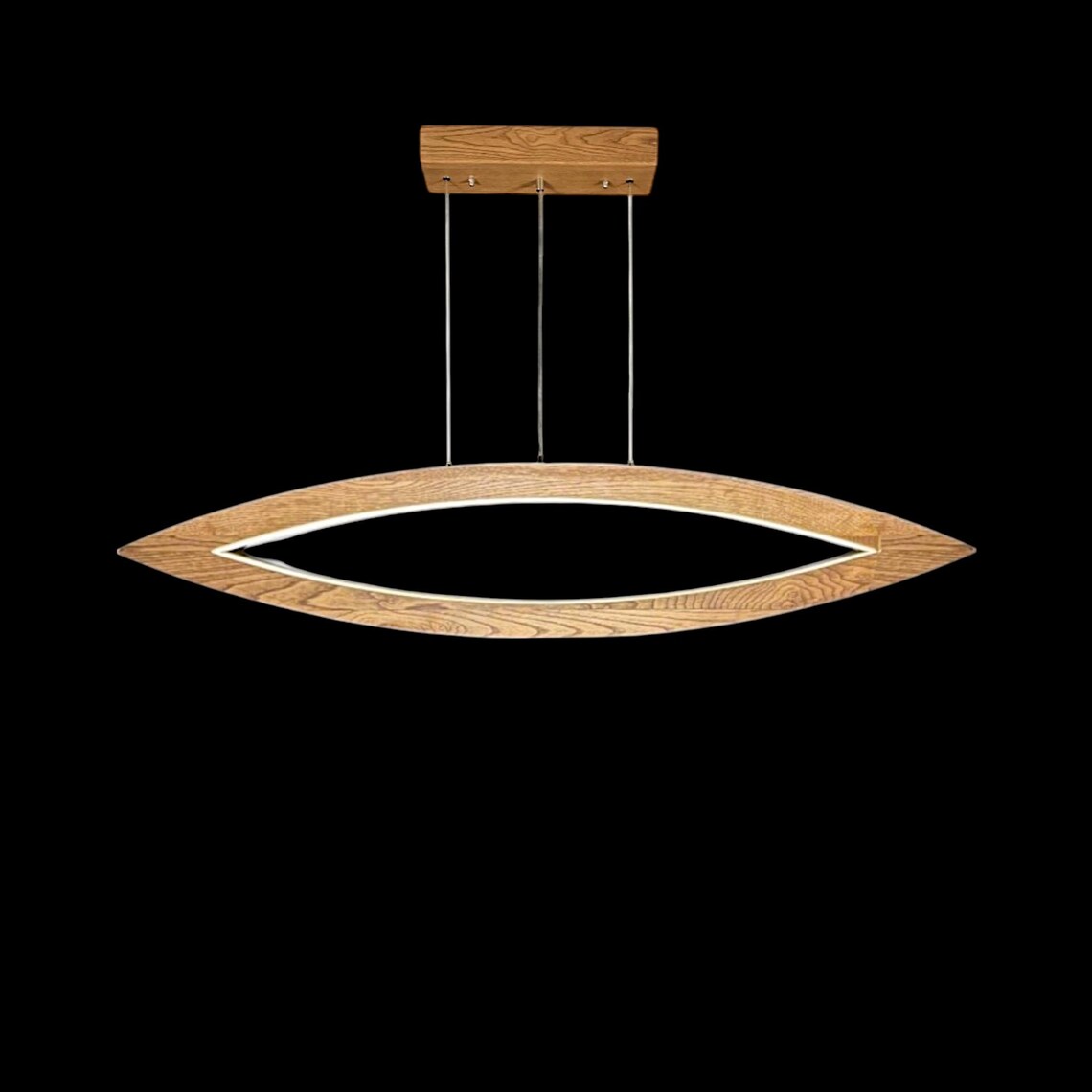 Handcrafted Oak LED Pendant Light: Elliptical Wood Chandelier - Etsy