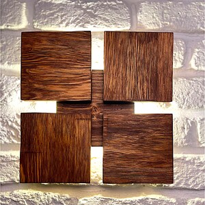 Natural Antique Wood LED Wall Lamp Rustic Wall Light, Boho Home Decor ...