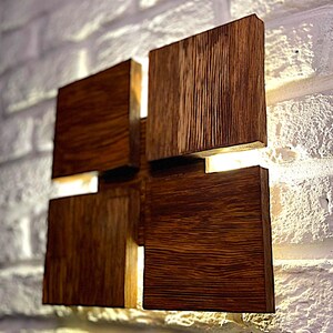Natural Antique Wood LED Wall Lamp Rustic Wall Light, Boho Home Decor ...