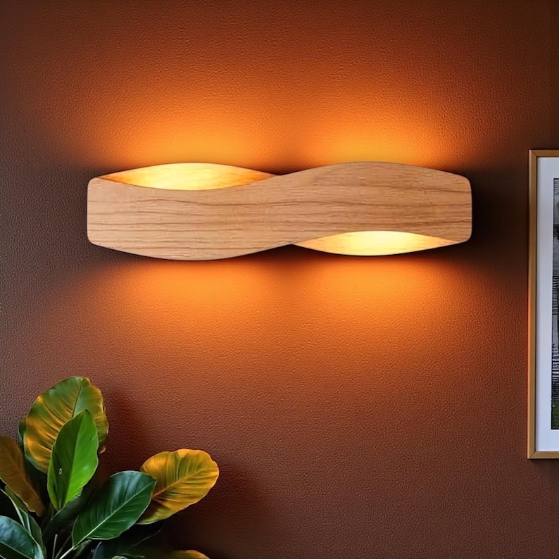 Wooden LED Wall Sconces - Modern Minimalist Handmade Wall Lamp, Solid ...