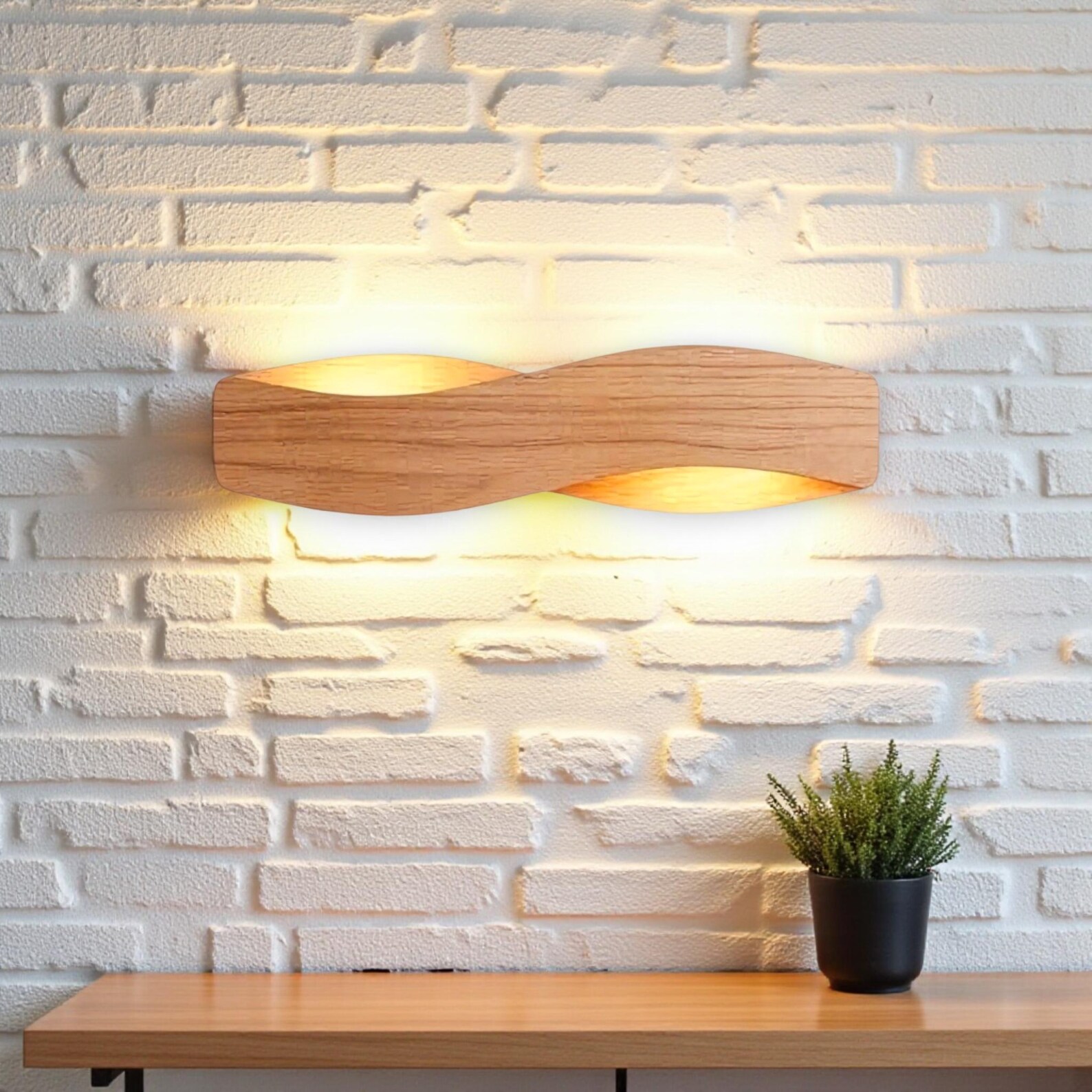 Wooden LED Wall Sconces - Modern Minimalist Handmade Wall Lamp, Solid ...