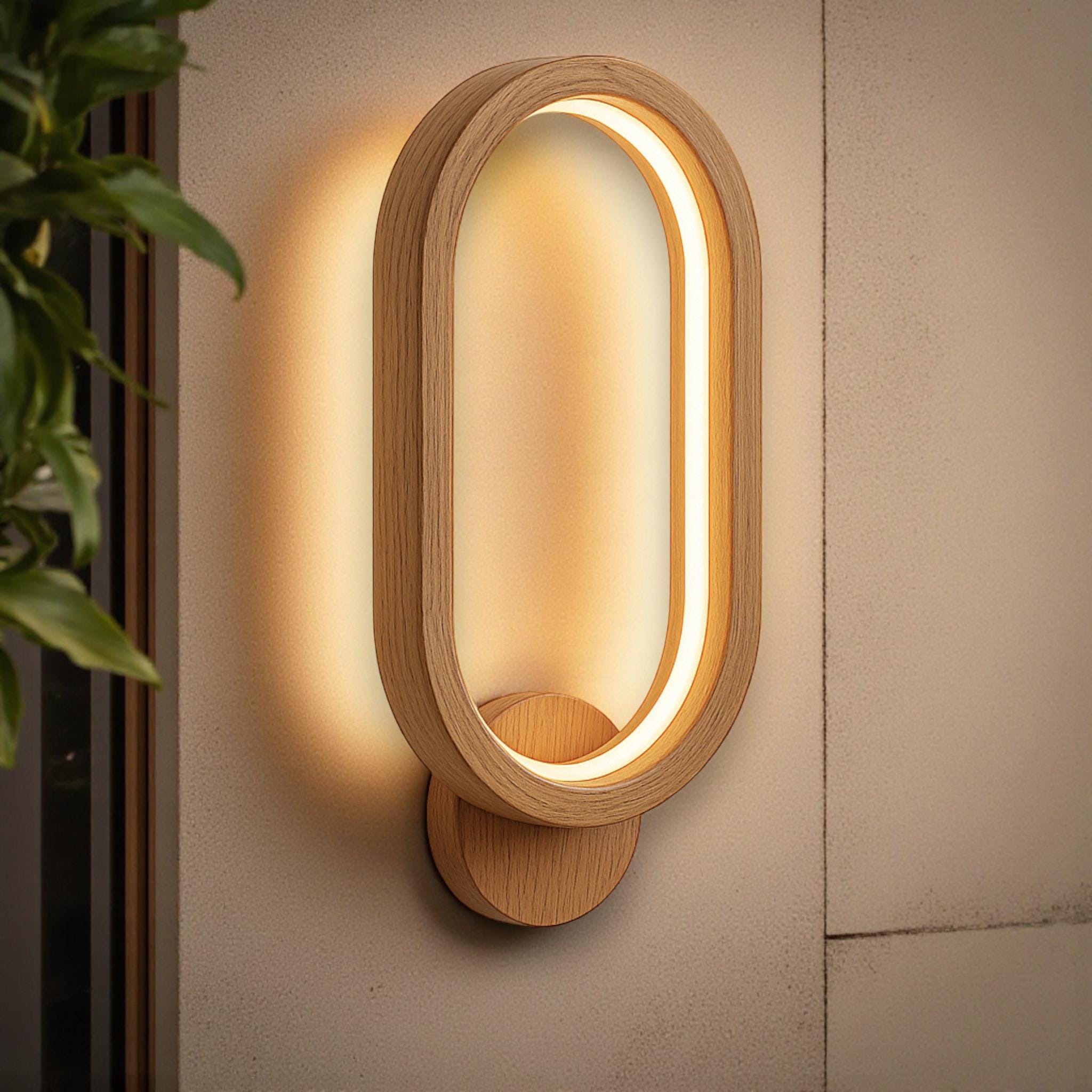 Oval Wooden LED Wall Lamp - Handmade Wall Art Lighting - Custom Wooden ...