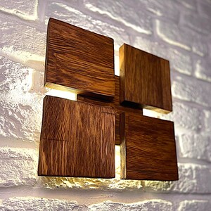 Natural Antique Wood LED Wall Lamp Rustic Wall Light, Boho Home Decor ...