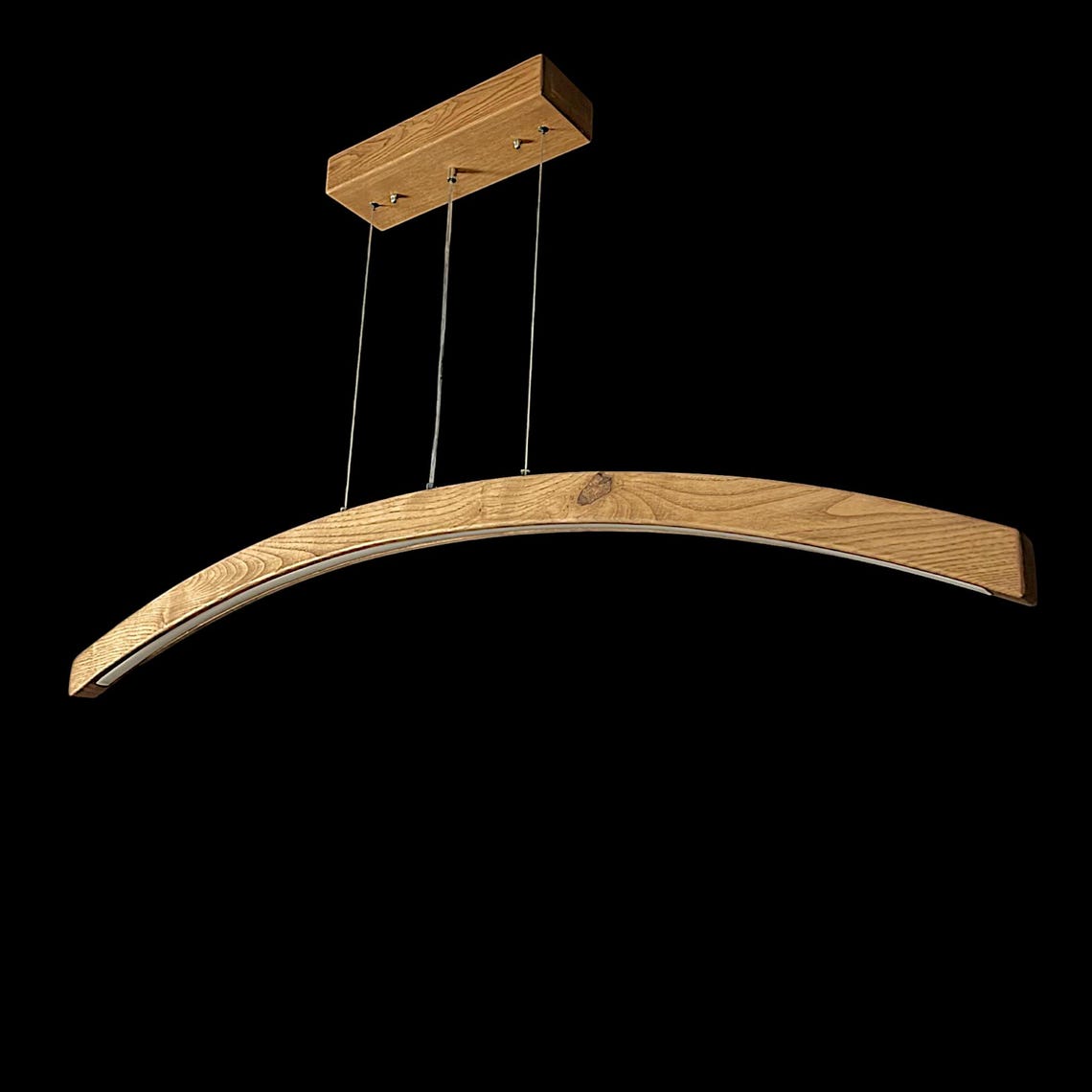 Curved Wood Led Ceiling Lamp - Handmade Pendant Light - Home Decor ...