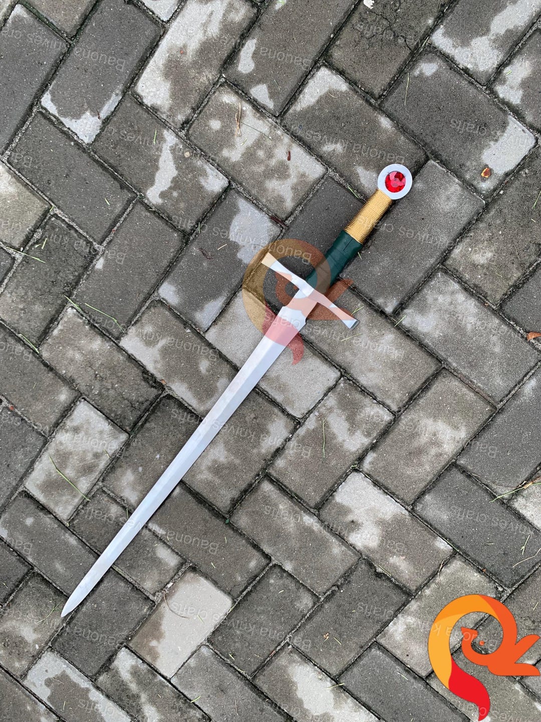 Medieval Knight Sword Replica – 36” Handforged With Red Gem Pommel ...