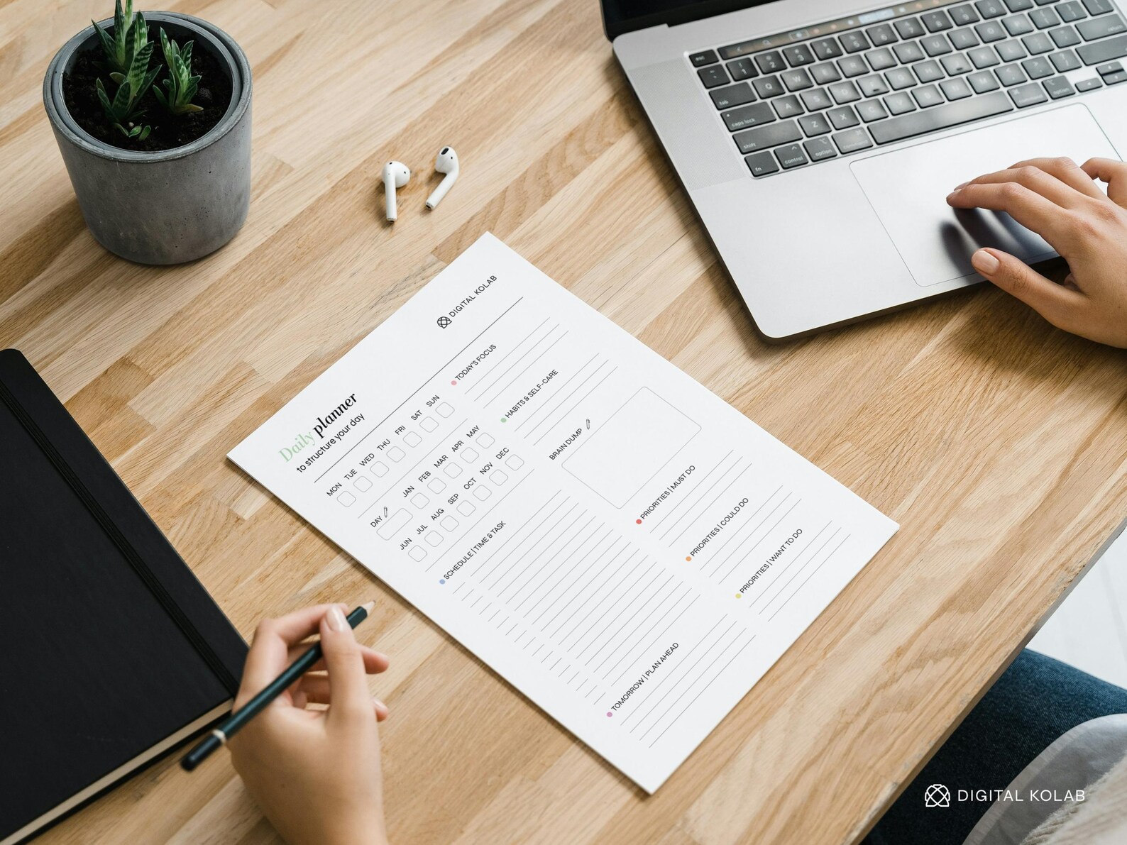 Daily Planner Checklist Printable Minimalist and Simple, To-do List ...