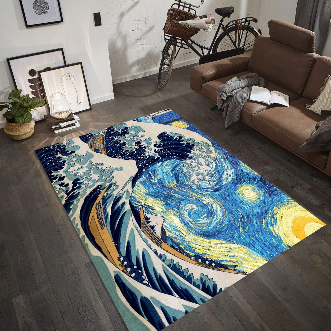 Great Wave Rug,japanese Rug,wave Rug,starry Night Rug,van Gogh Rug ...