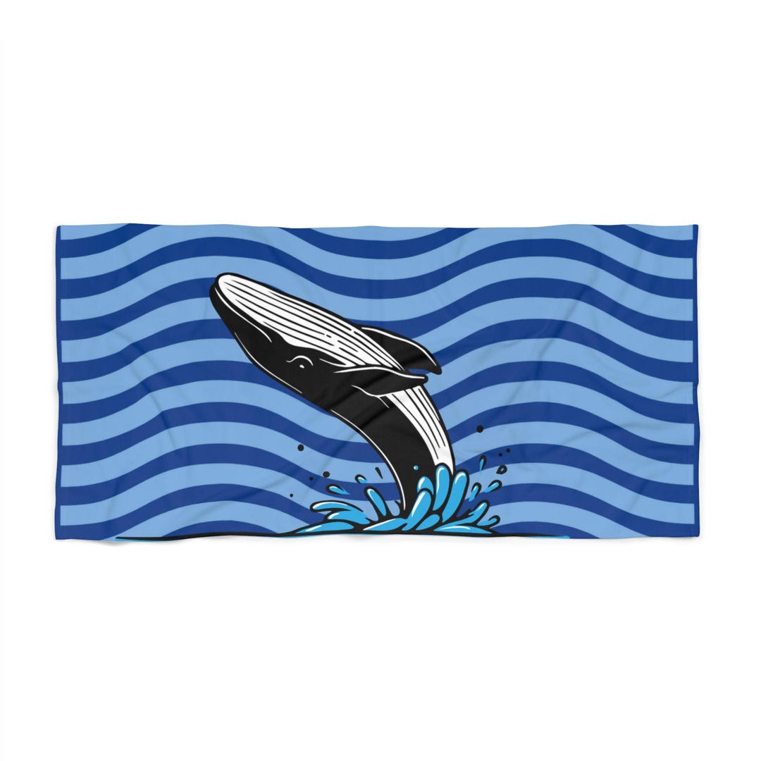 Whale Beach Towel, Ocean Theme Towel, Summer Beach Essential, Swimming ...