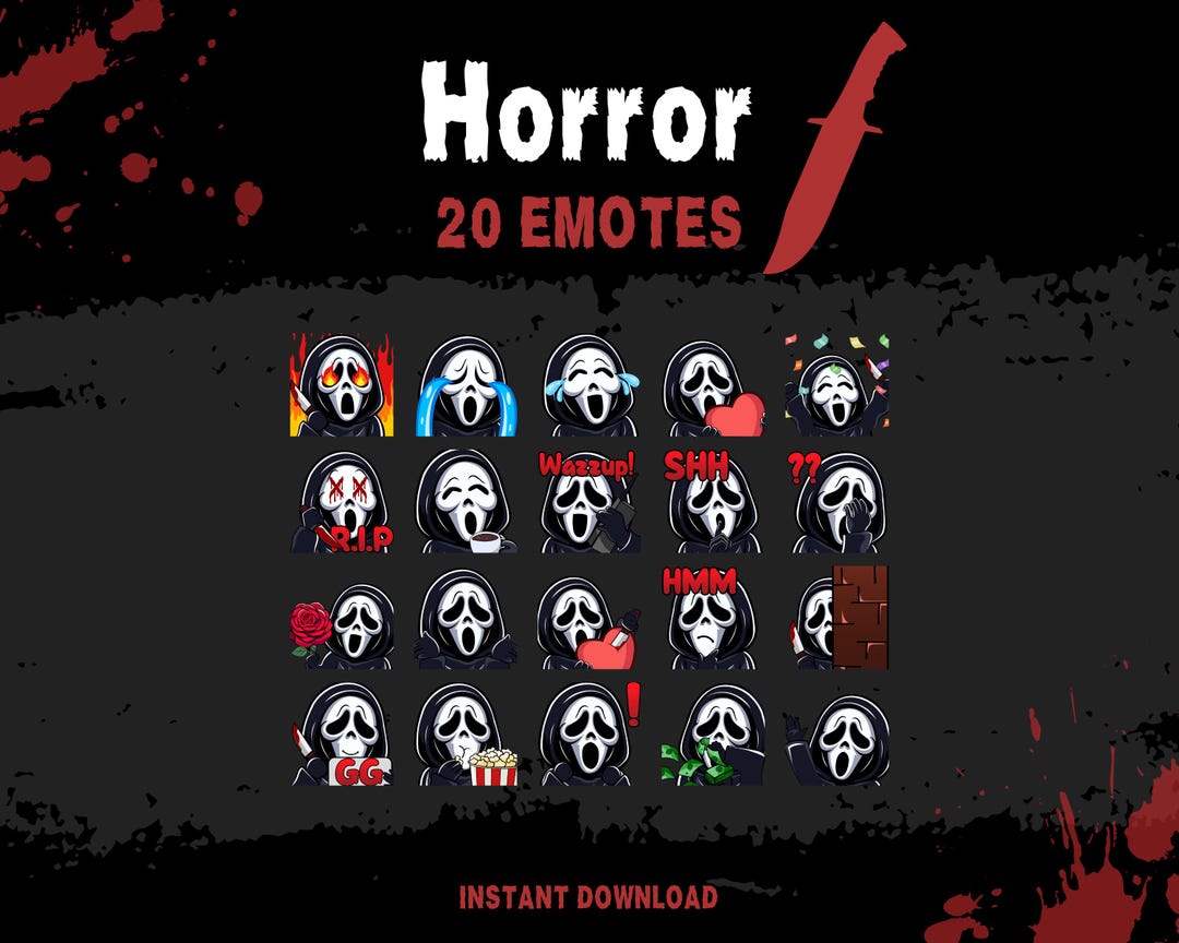 Pacote com 20, Pacote, Conjunto de Emotes de Terror, Twitch, Discord ...