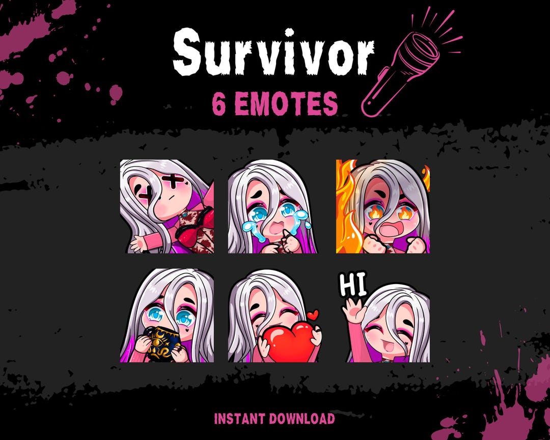 6 Pack, Bundle, Set Survivor Horror Emote, Twitch, Discord Horror Movie ...