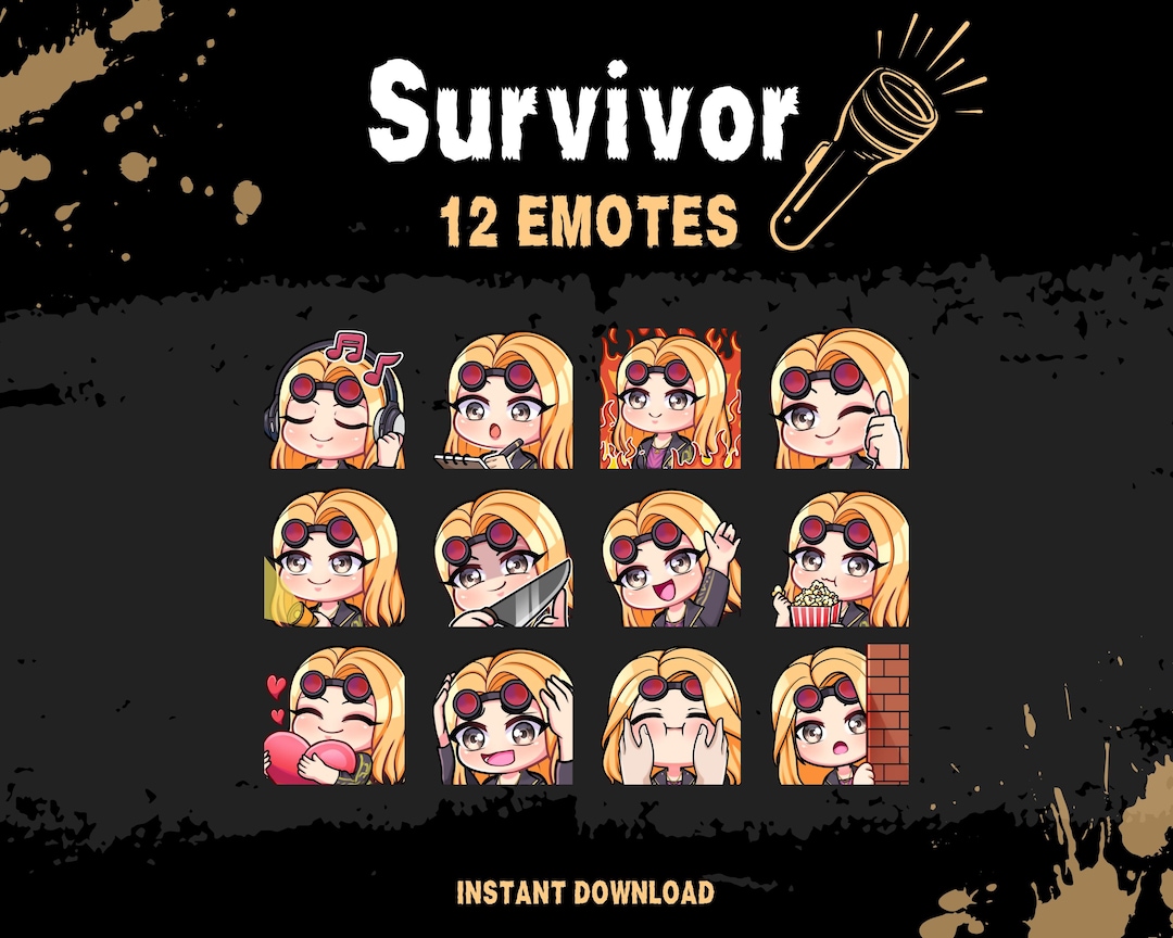 12 Pack, Bundle, Set Survivor Horror Emote, Twitch, Discord Horror ...