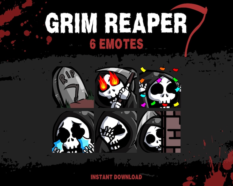 Grim Reaper, Death Scythe 6 Emote Bundle Set Pack, Twitch, Discord ...