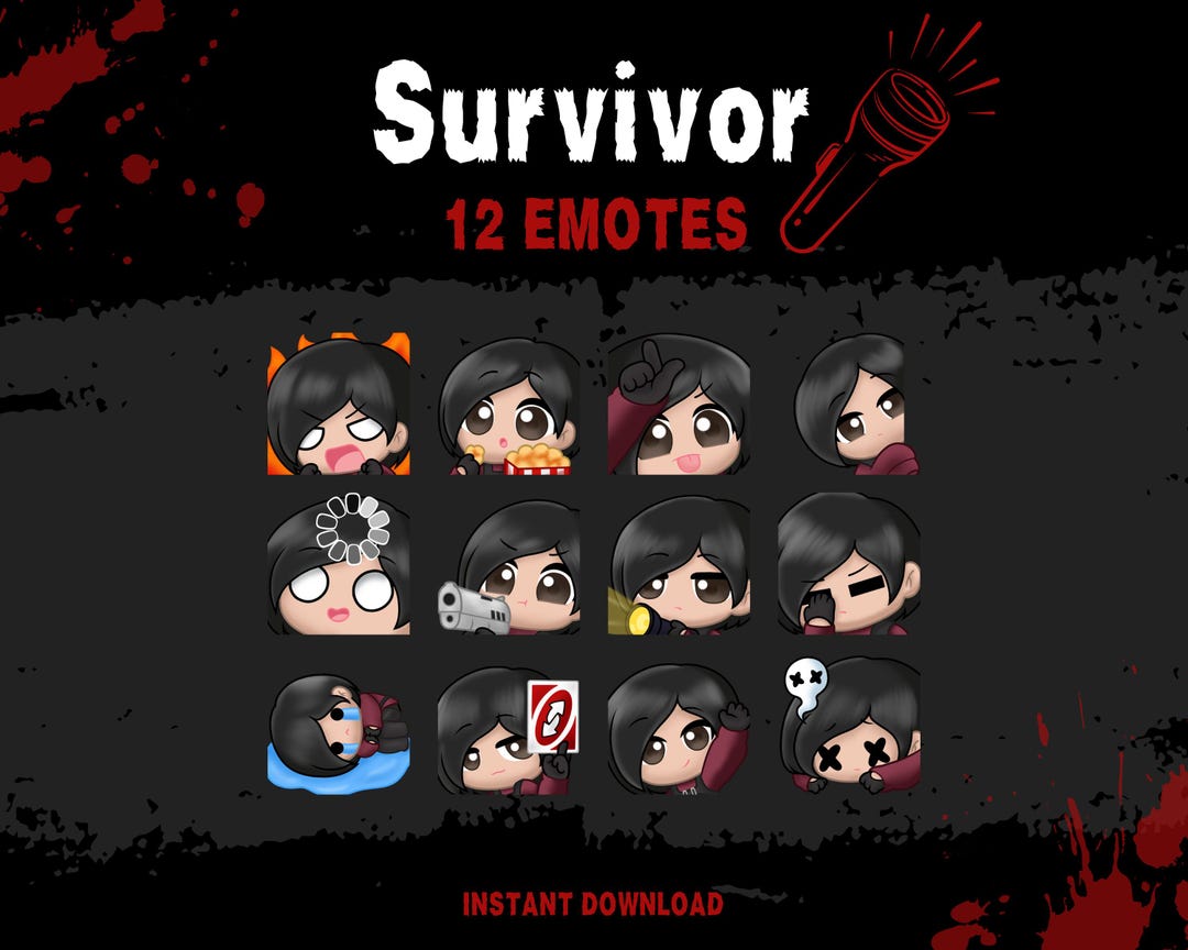 12 Pack, Bundle, Set Survivor Horror Emote, Twitch, Discord Horror ...