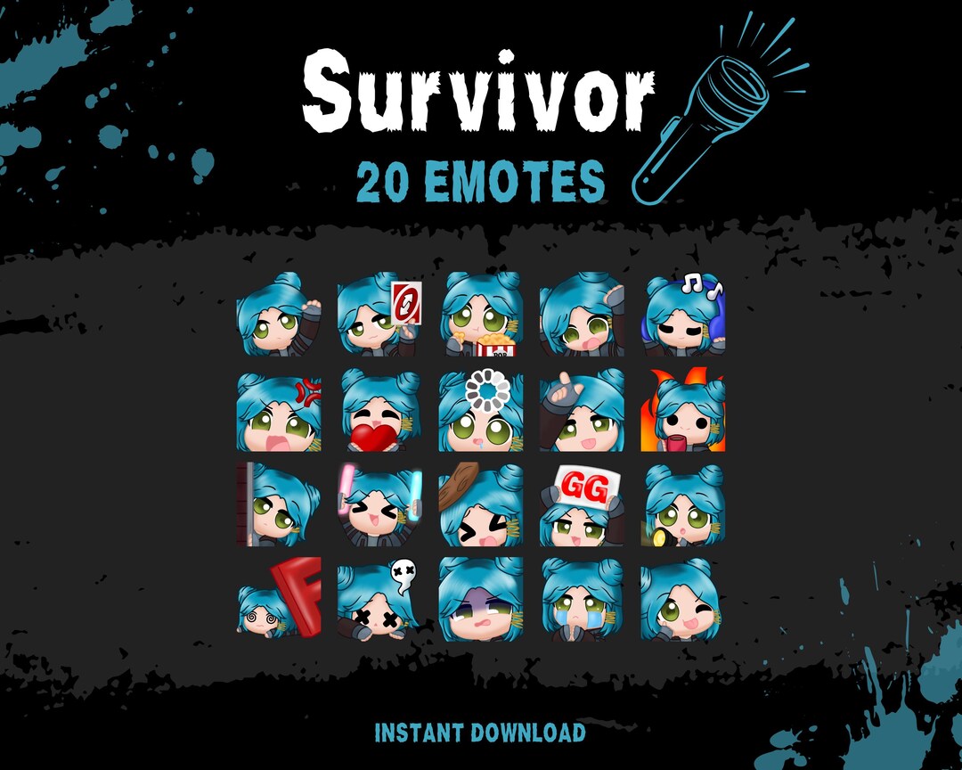 20 Pack, Bundle, Set Survivor Horror Emote, Twitch, Discord Horror ...