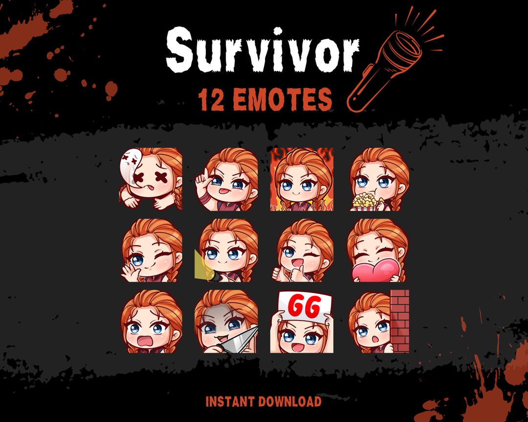 12 Pack, Bundle, Set Survivor Horror Emote, Twitch, Discord Horror ...