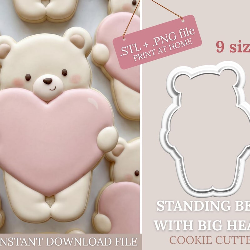 Bear With Heart Stl File - Etsy