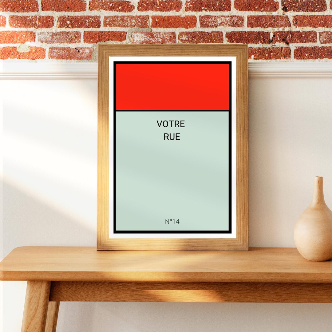 Personalized Monopoly Poster With Address and Color of Your Choice ...