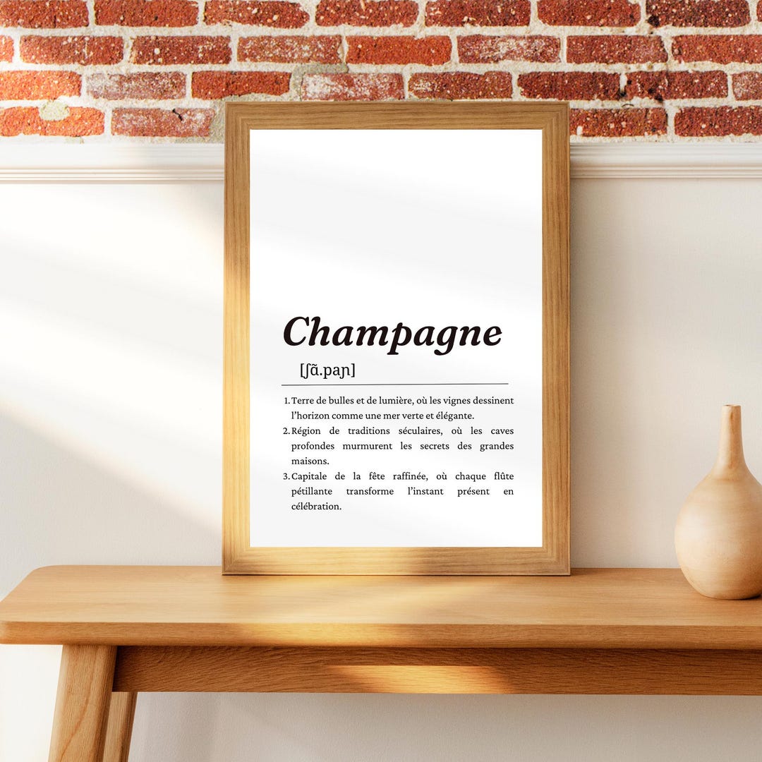 Affiche Définition Champagne – Poster Définition En Français – Idée ...
