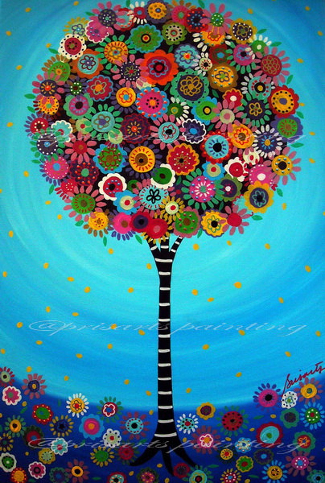 Mexican Folk Art Tree of Life Painting Bar Bat Mitzvah Gift PRINT ...