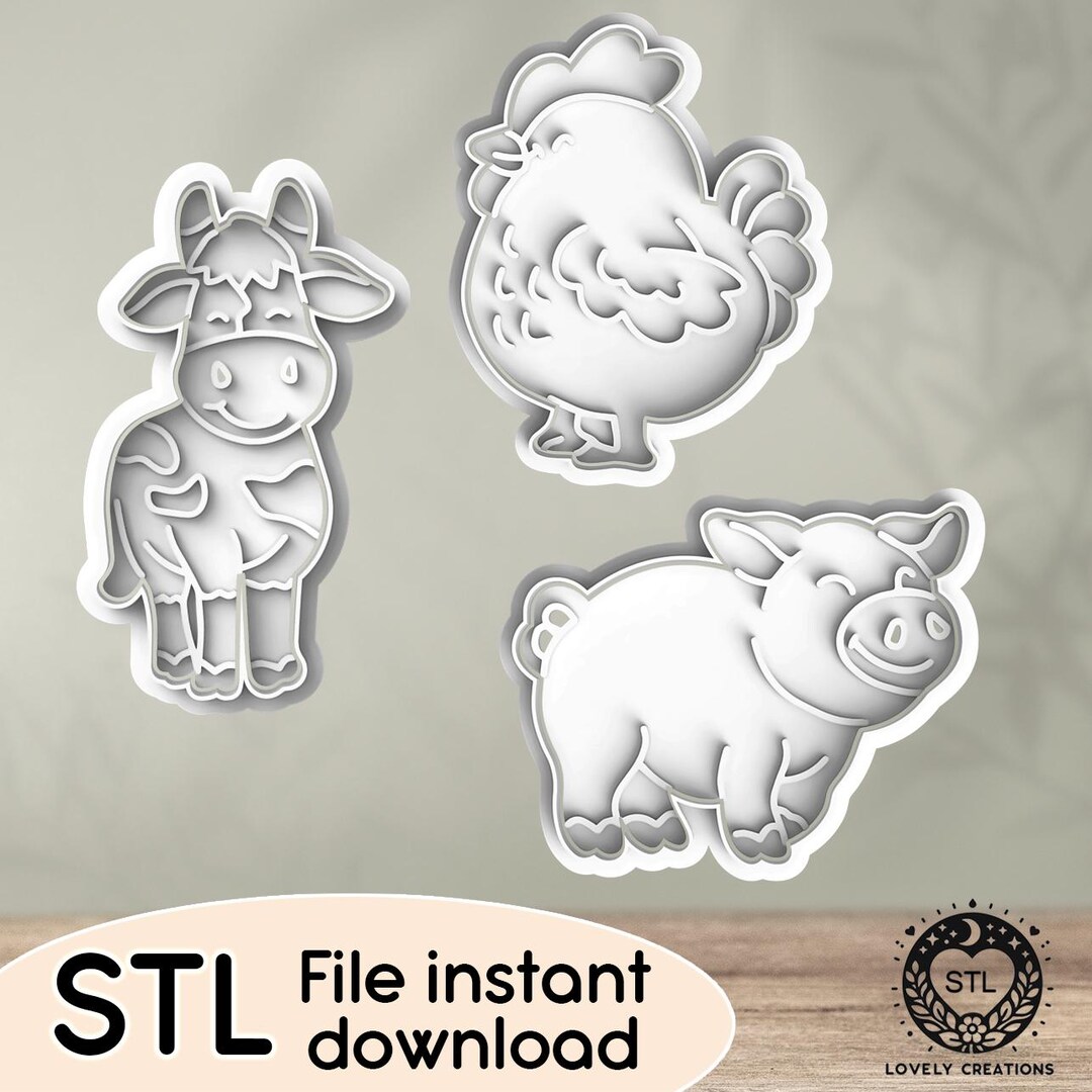 Cute Farm Animals Cow Pig Chicken Coop Happy Animal Life - STL File for ...