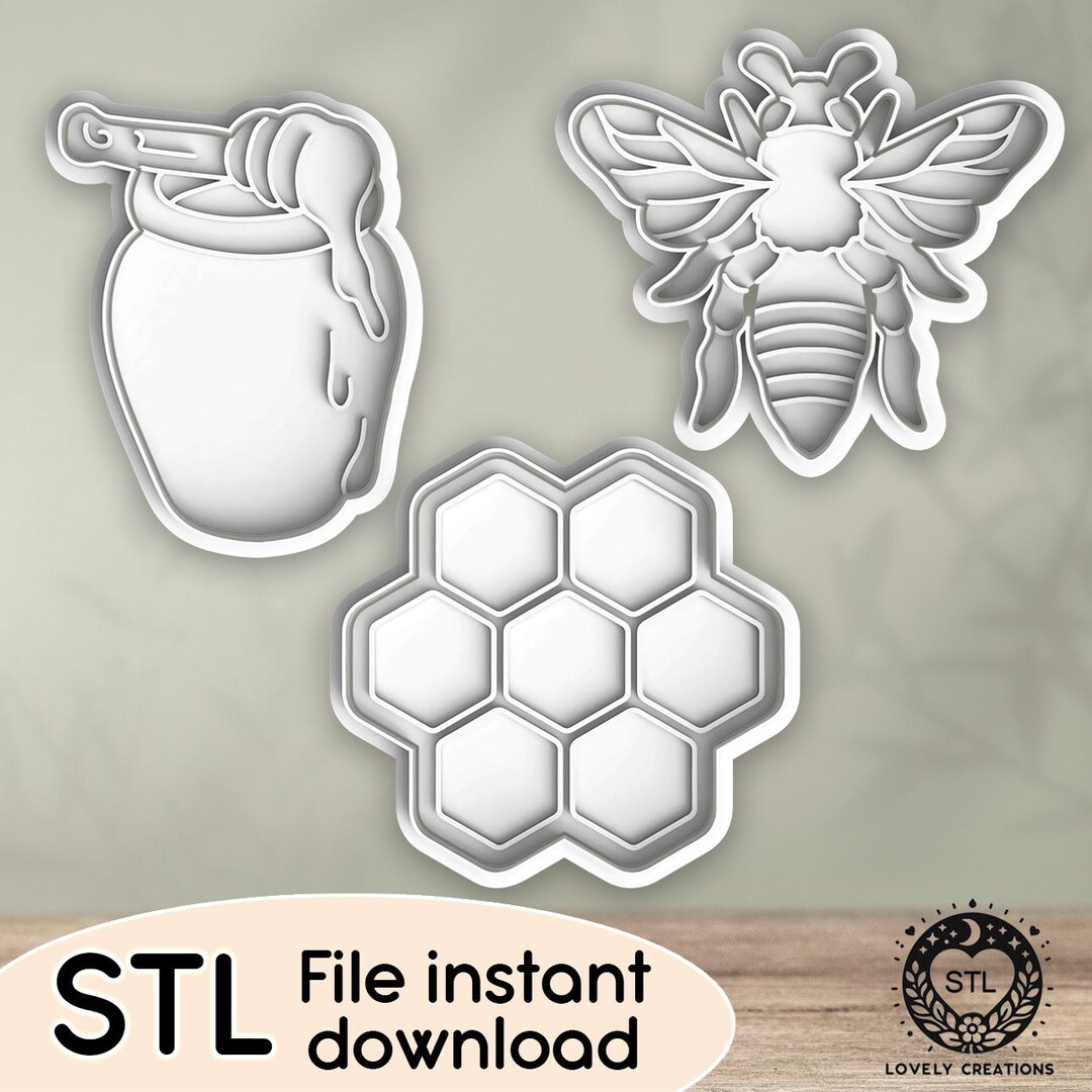 Honey Bees Bee Hive Beehive Flowers Sweet Honey - STL File for Cookie ...