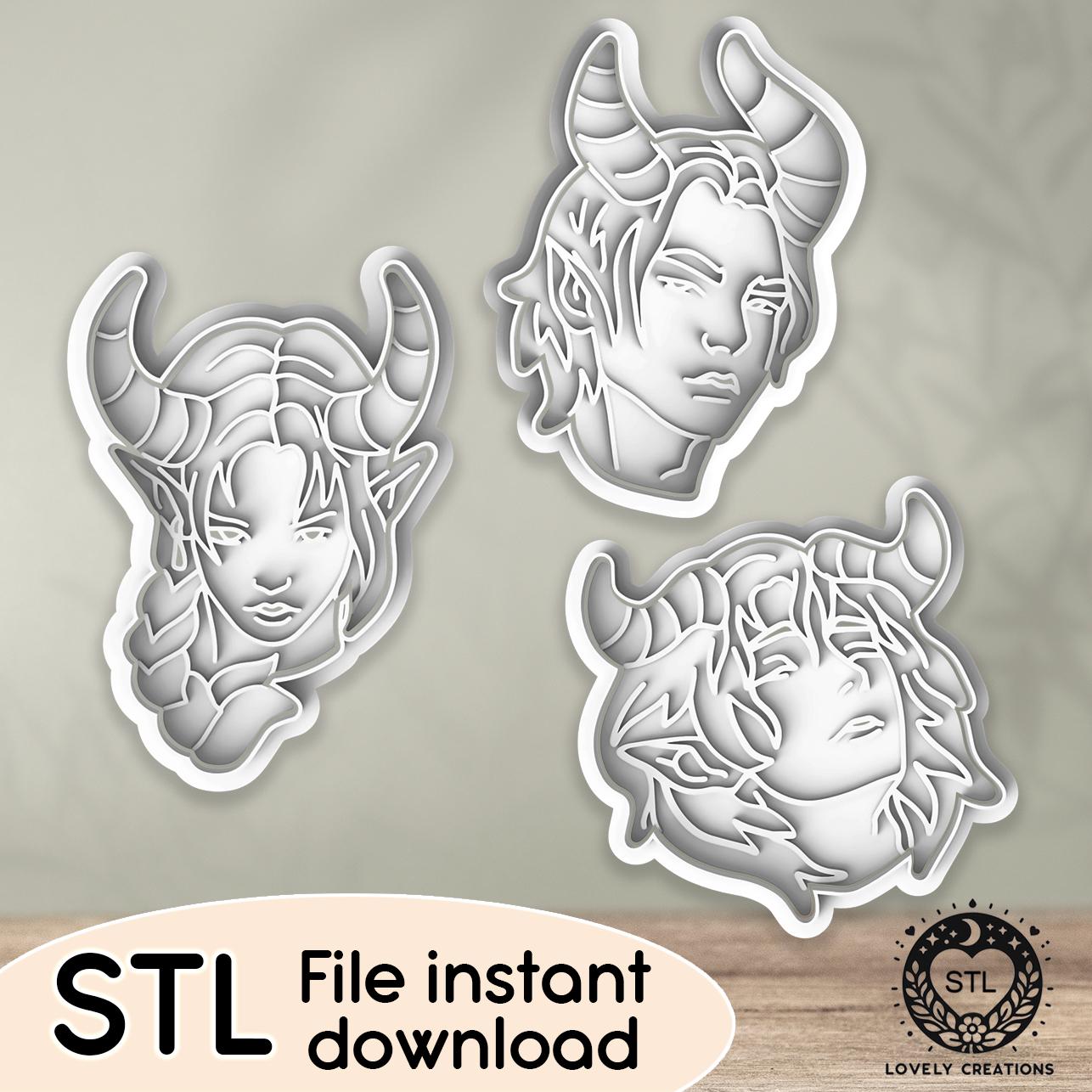 Fantasy RPG Character Elf Drow Horns Paper RPG Tiefling - STL File for ...