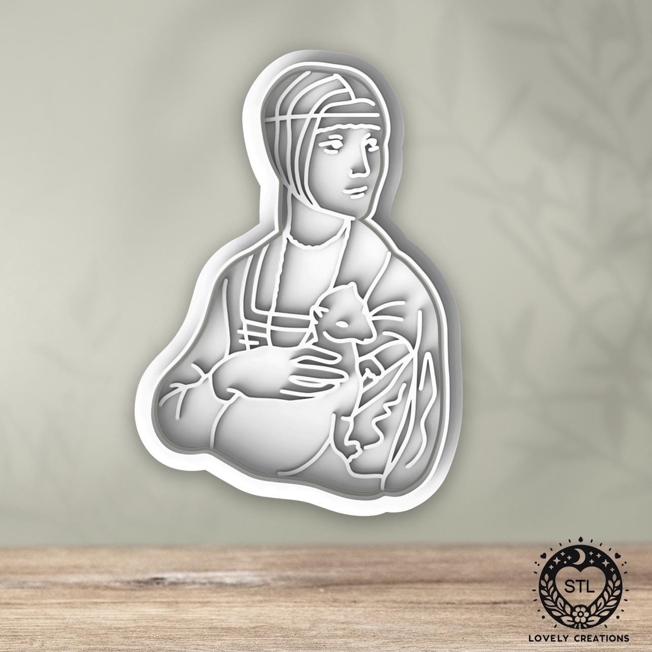 Classic Art Painting Mona Lisa Da Vinci Vitruvian Lady Ermine - STL ...