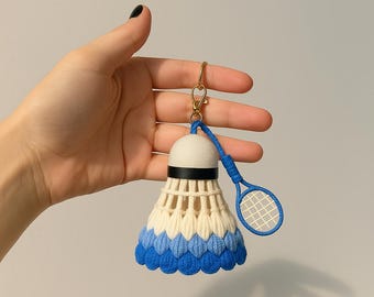 Cute Handmade Badminton Keychain – Crochet Shuttlecock & Racket Bag ...