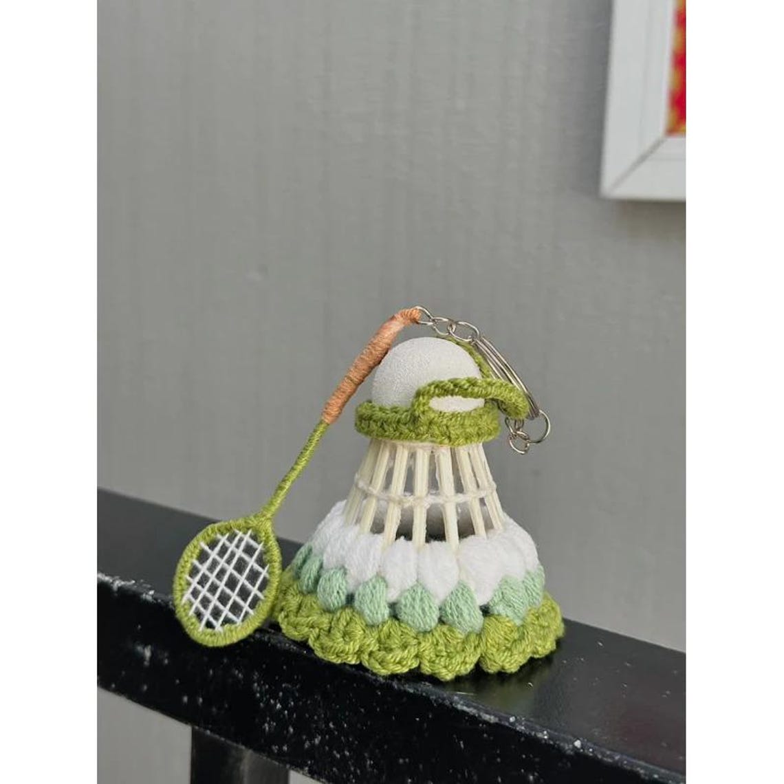 Cute Handmade Badminton Keychain – Crochet Shuttlecock & Racket Bag ...