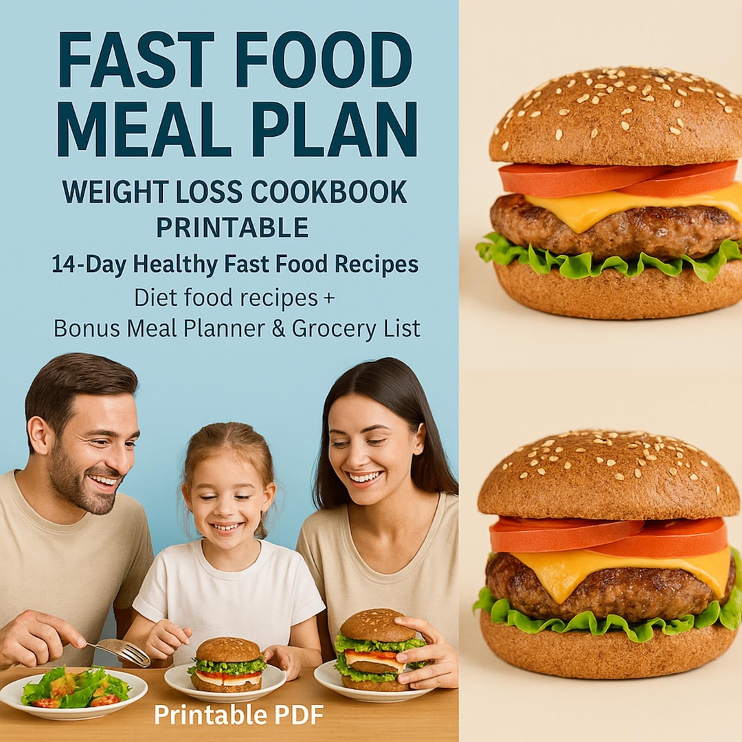 Fast Food Meal Plan. Weight Loss Cookbook Printable. 14-day Healthy ...