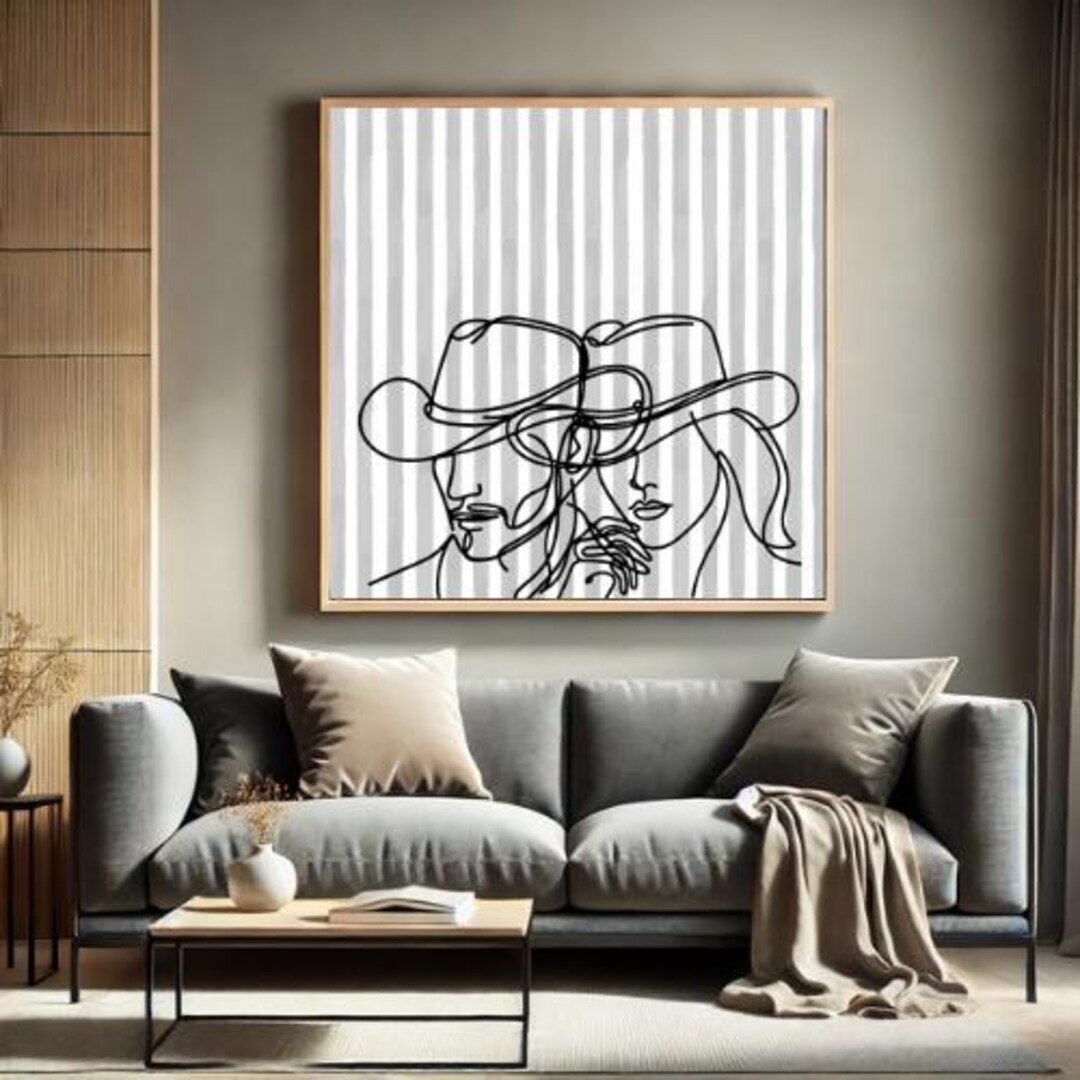 Cowboy Line Art Print - Western Minimalist Wall Art - Digital Download ...