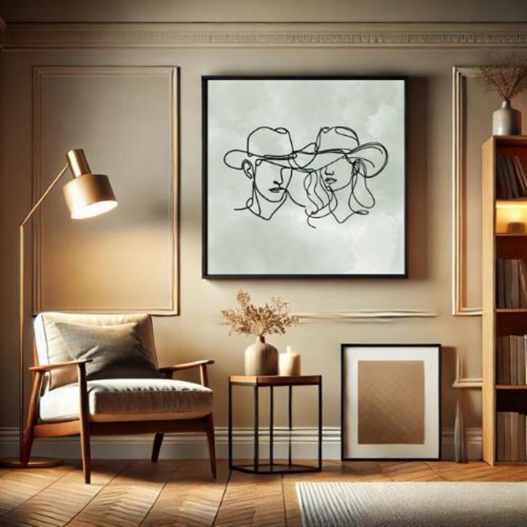 Cowboy Line Art Print - Western Minimalist Wall Art - Digital Download ...