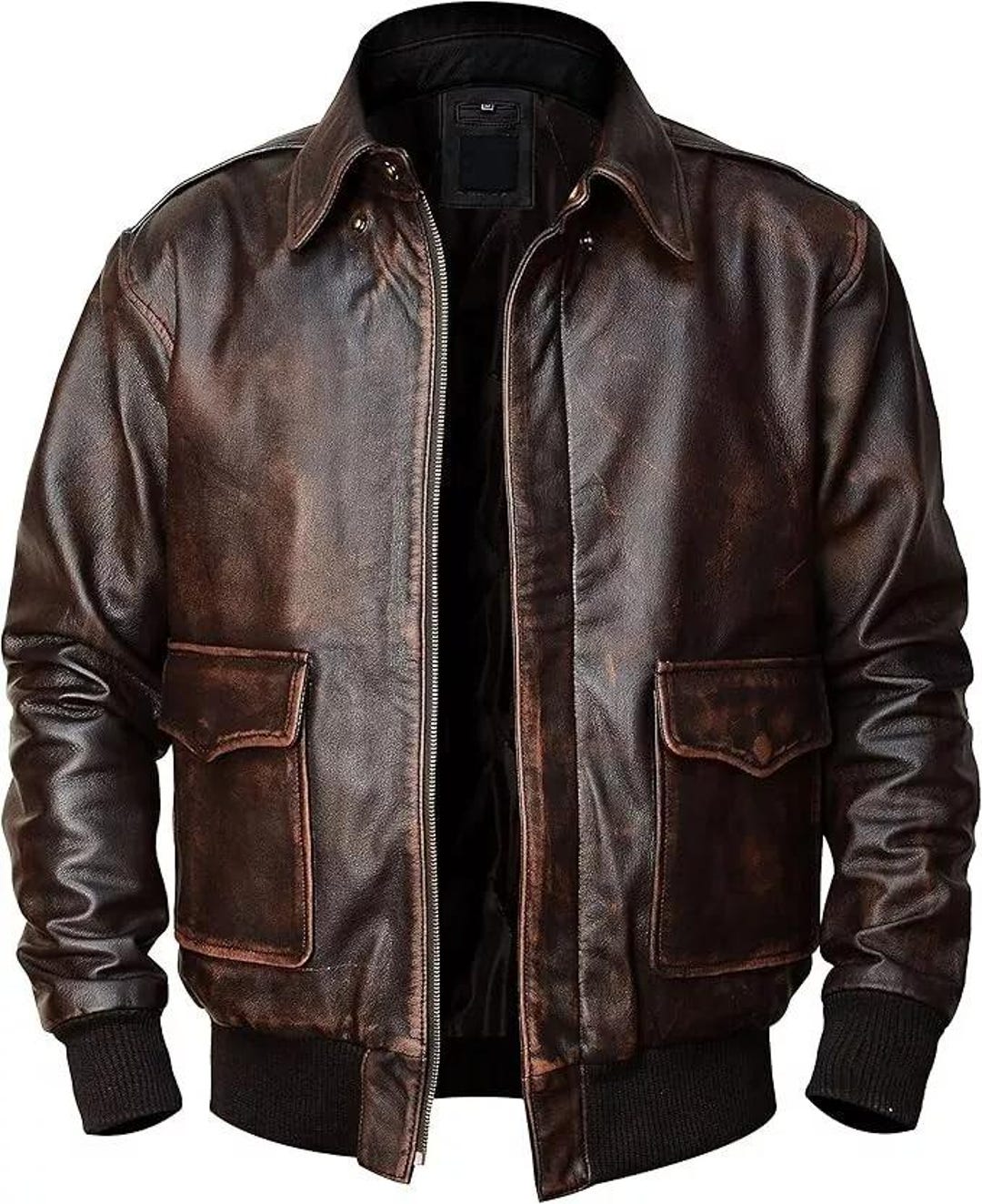 A2 Jacket Flight Pilot Cockpit Air Force Aviator Vintage Bomber Leather ...