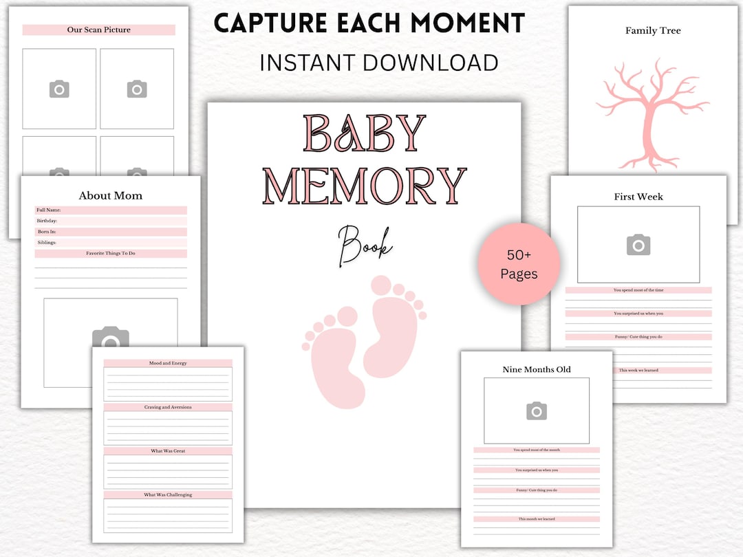 Baby Memory Book, Pregnancy, Digital Download, Birth to 1 Year, PDF ...