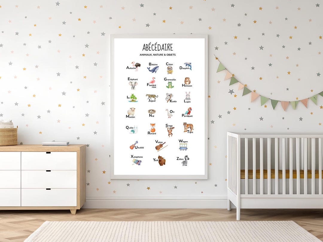 ABC Poster - Children's Abcs of Animals and Objects in French - A4, A3 ...