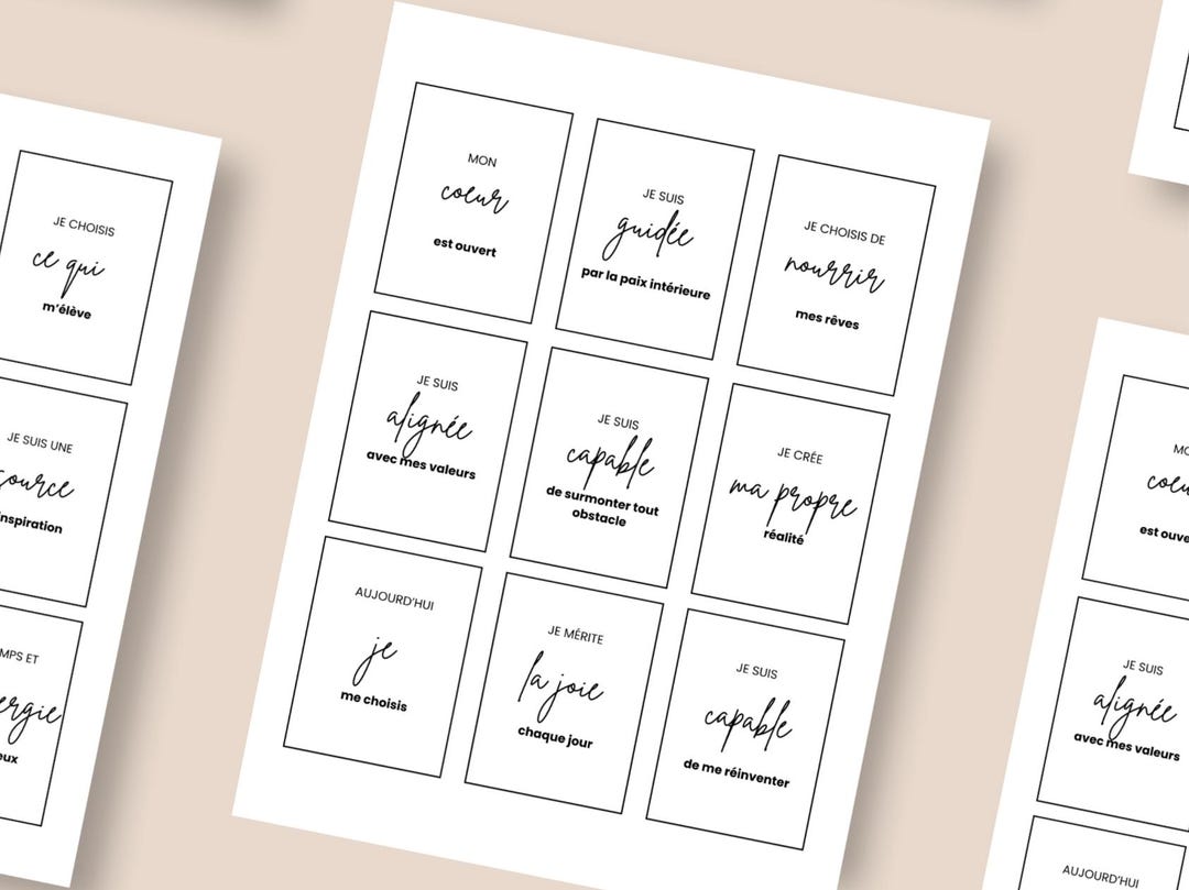 81 Printable Affirmation Cards in French - PDF of Positive Affirmation ...